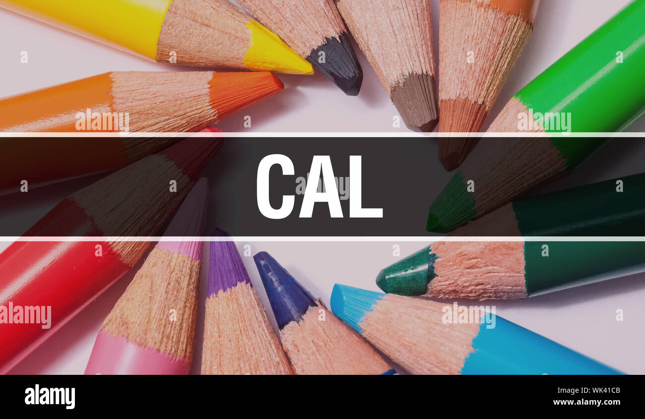 CAL concept banner with texture from colorful items of education ...