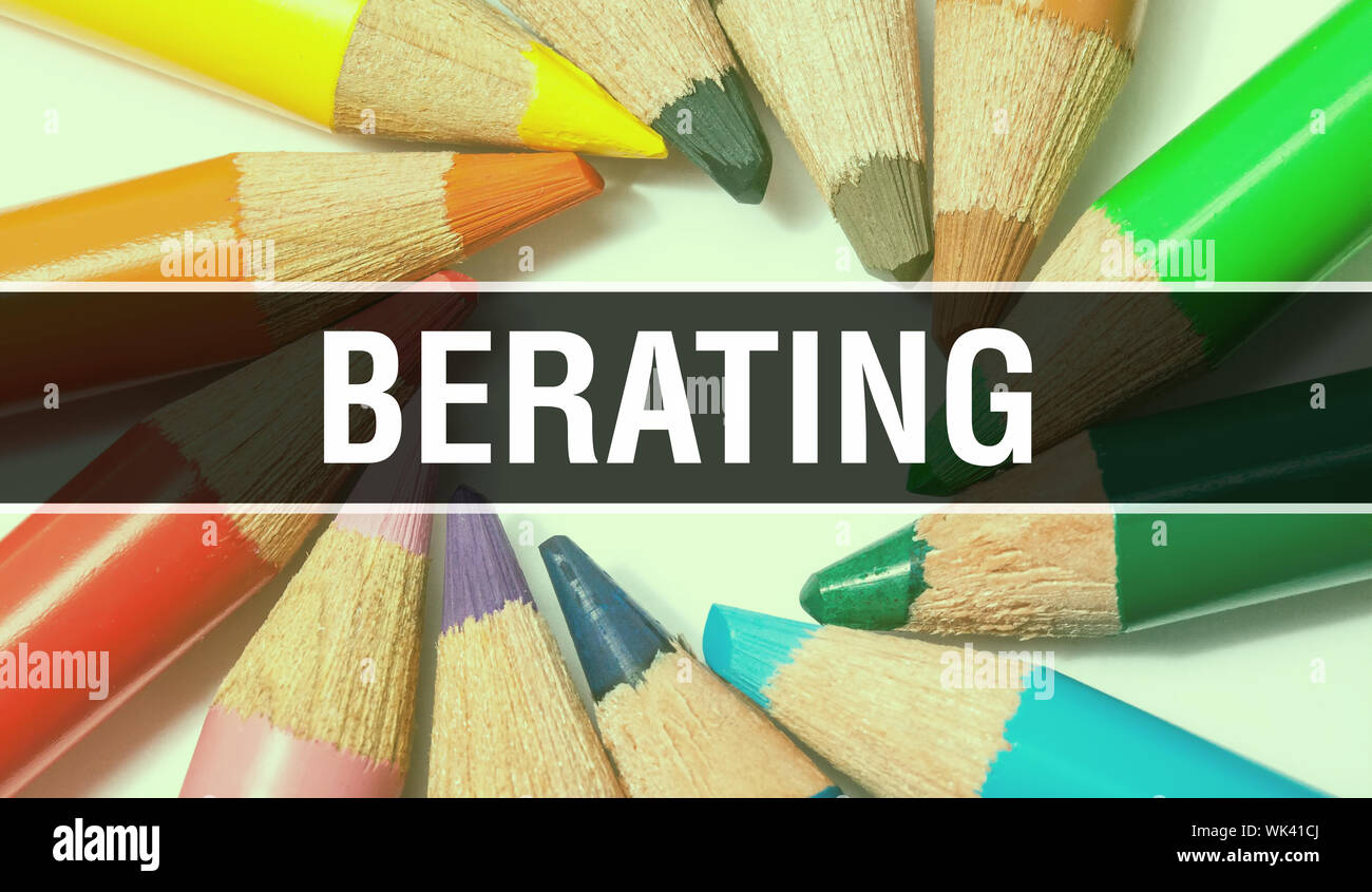 Berating concept banner with texture from colorful items of education ...