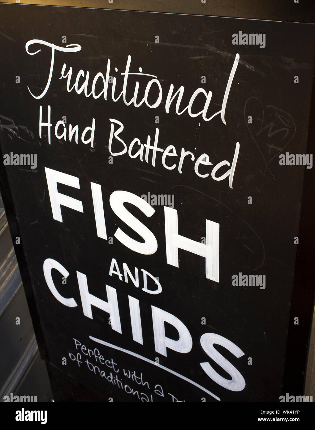 LONDON, UK – APRIL 15, 2014: Sign advertising british fast food, fish ...