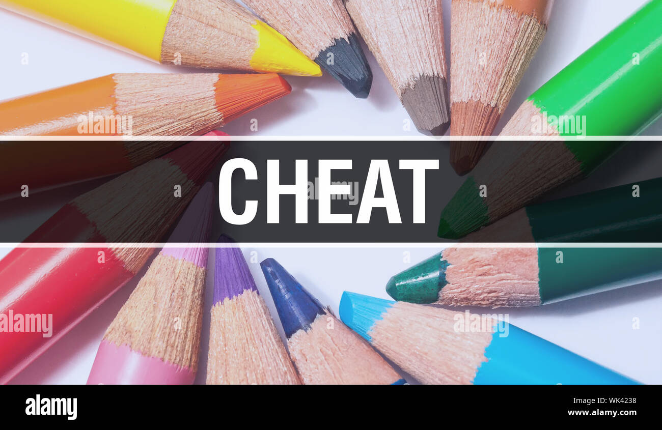 Cheat concept banner with texture from colorful items of education ...