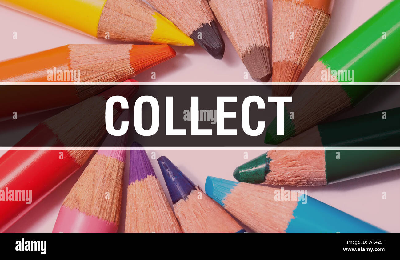 collect concept banner with texture from colorful items of education ...