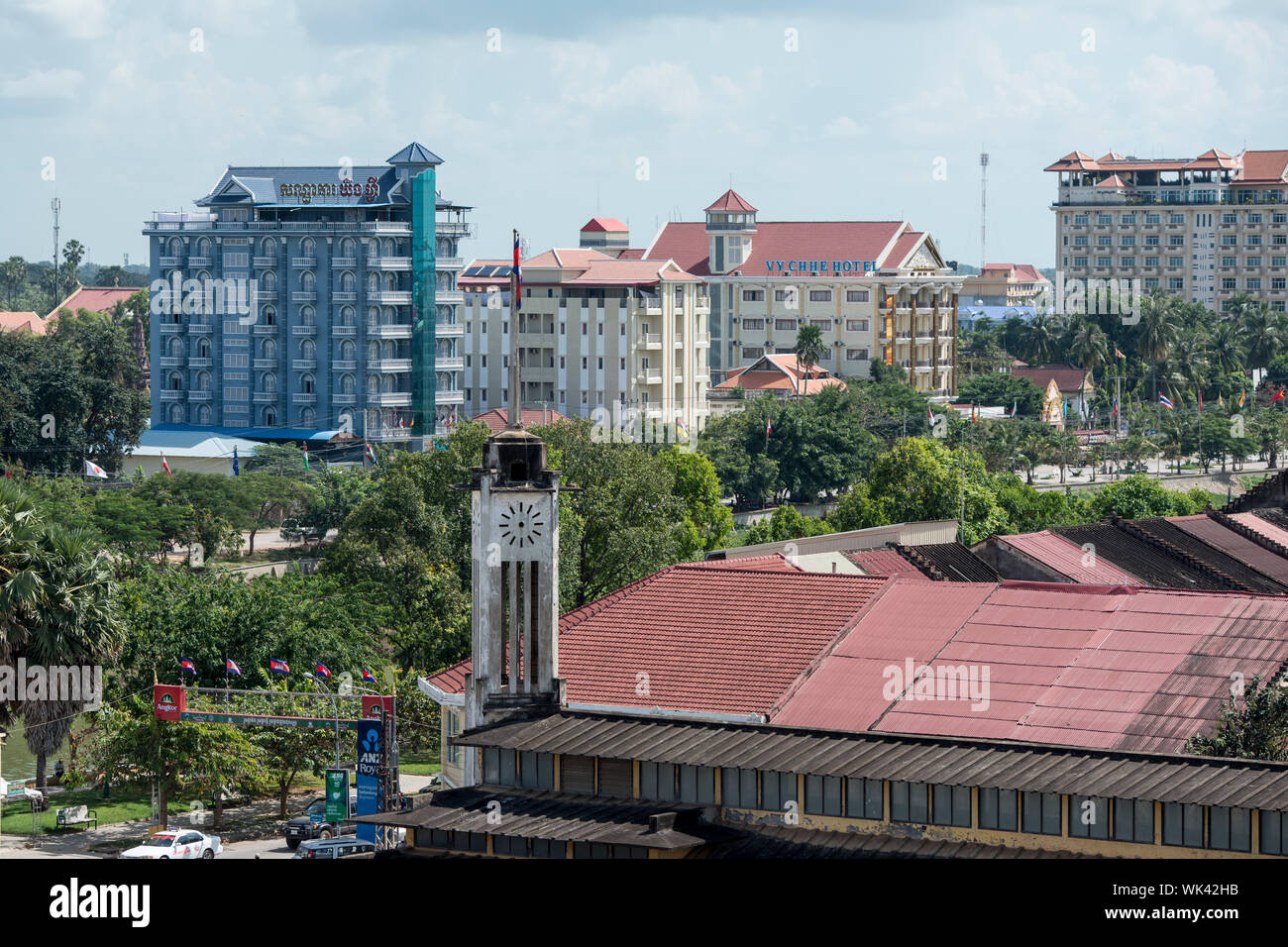 the Building of the Psar Nat market in the city centre of Battambang in ...