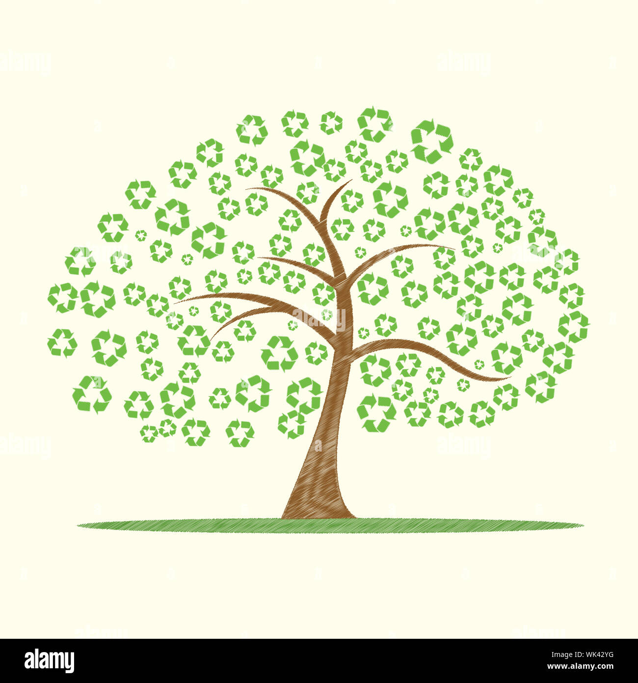illustration of vector tree with recycle symbol as leaves Stock Photo ...