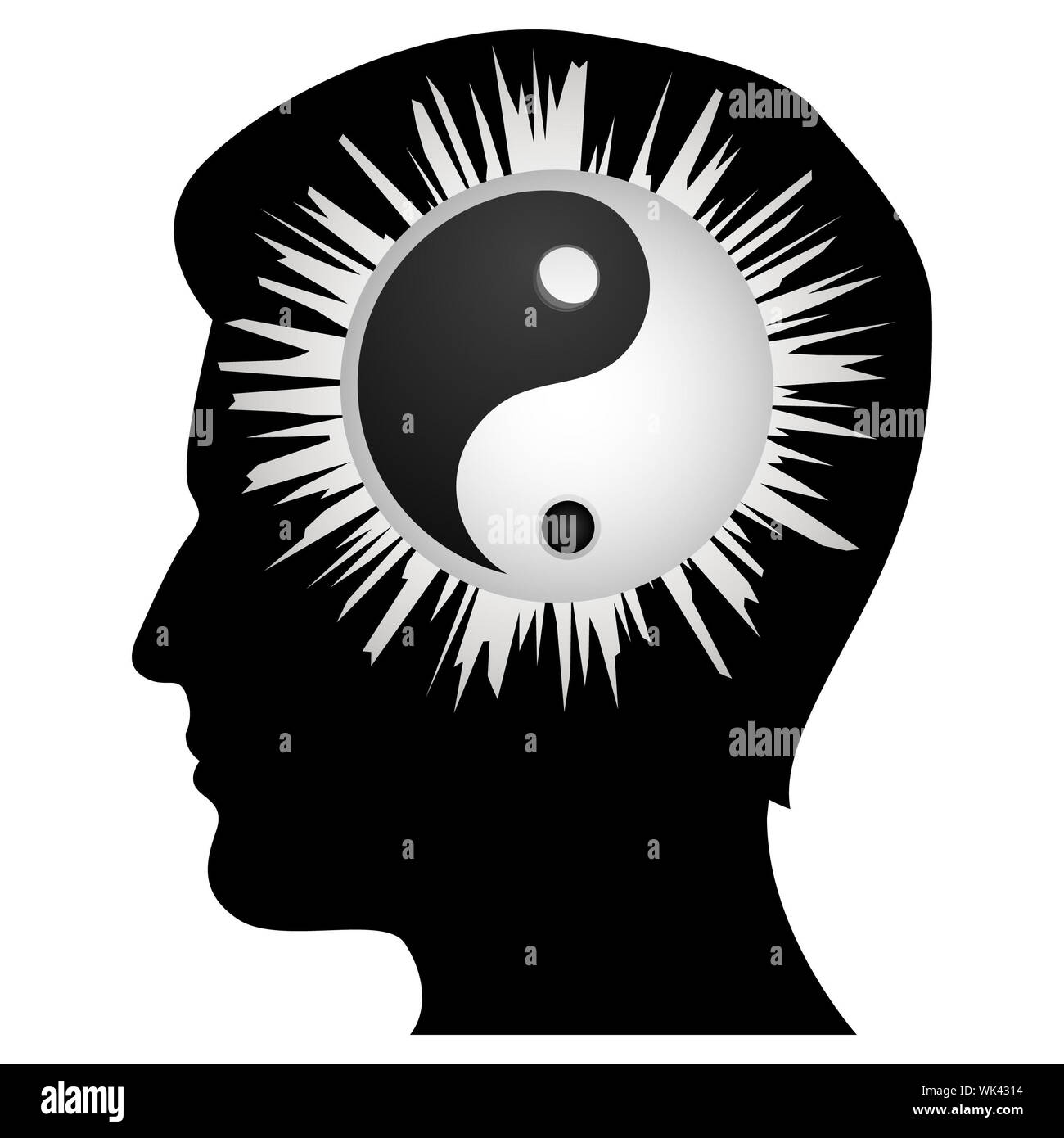 illustration of yin yang inside human brain Stock Photo - Alamy