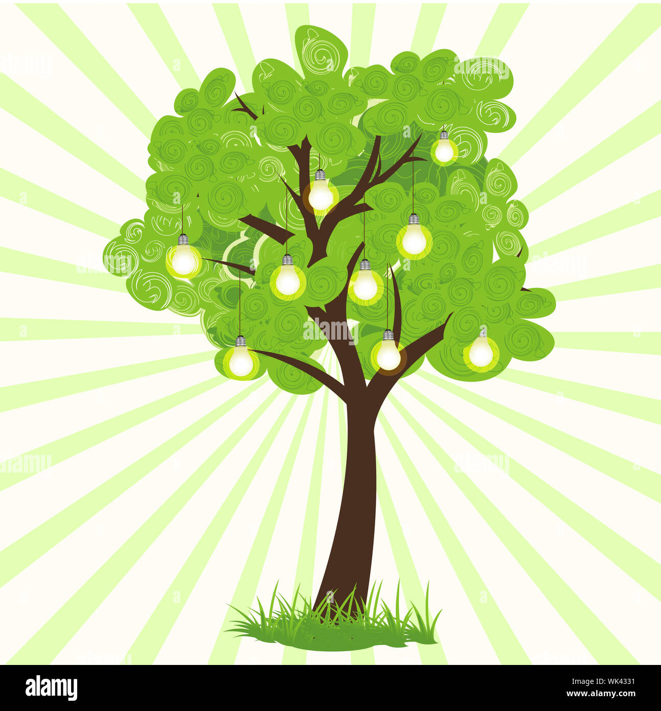 illustration of bulb growing on tree Stock Photo - Alamy