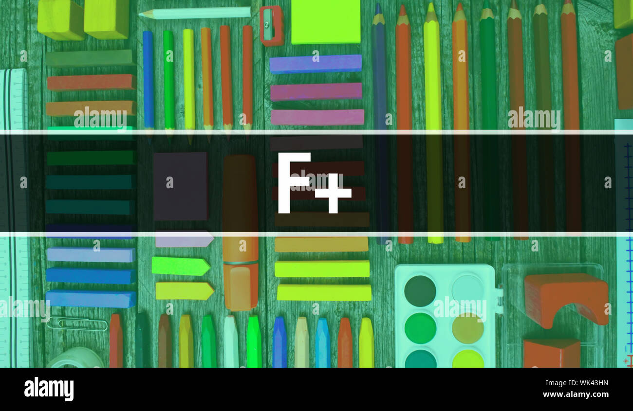 F+ text with Back to school wallpaper. F+ and School Education ...