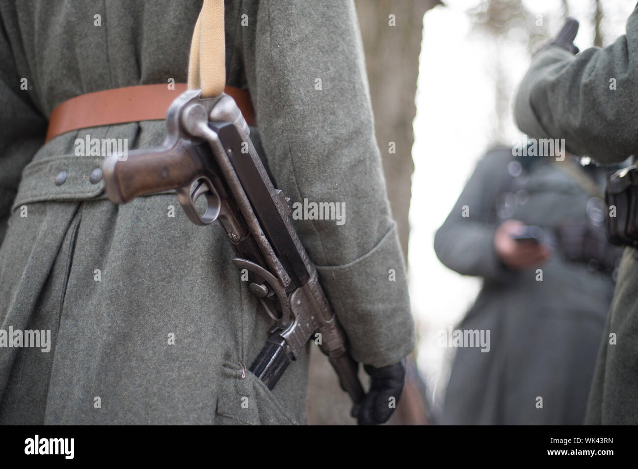 Automatic machine gun on the belt of an SS officer. World War II Stock ...