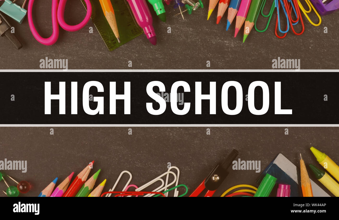 High school text written on Education background of Back to School ...