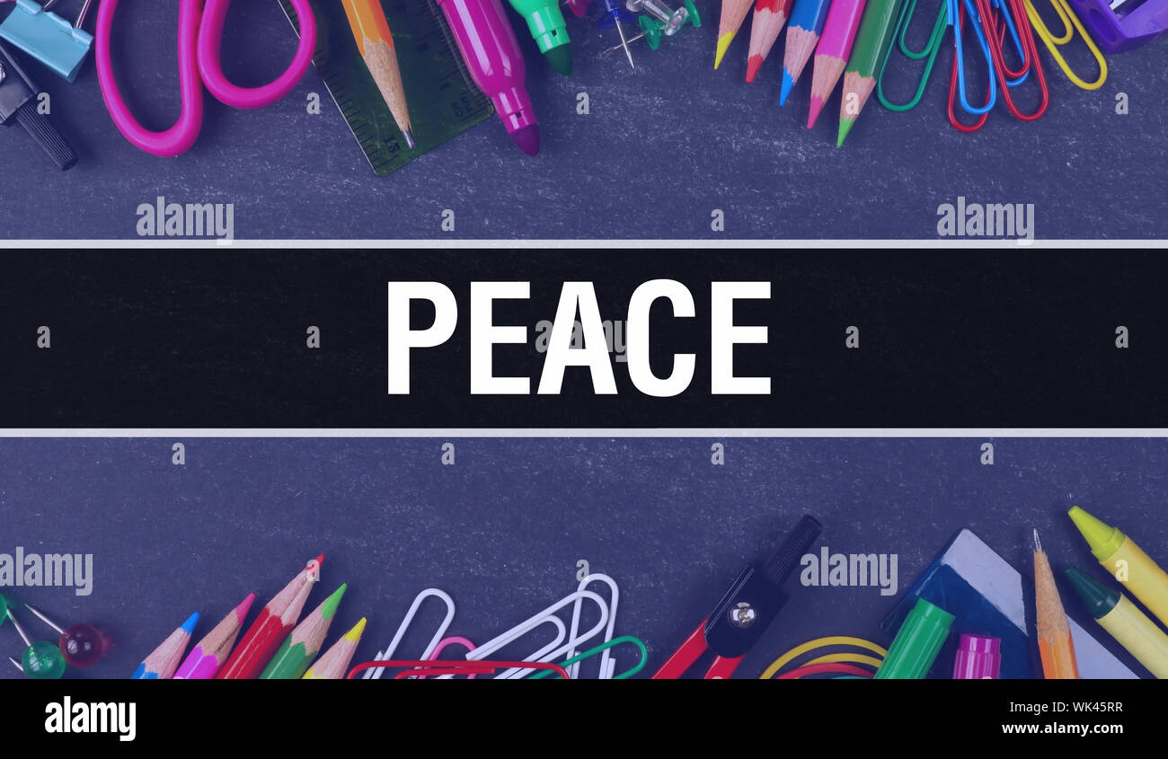 Peace text written on Education background of Back to School concept ...