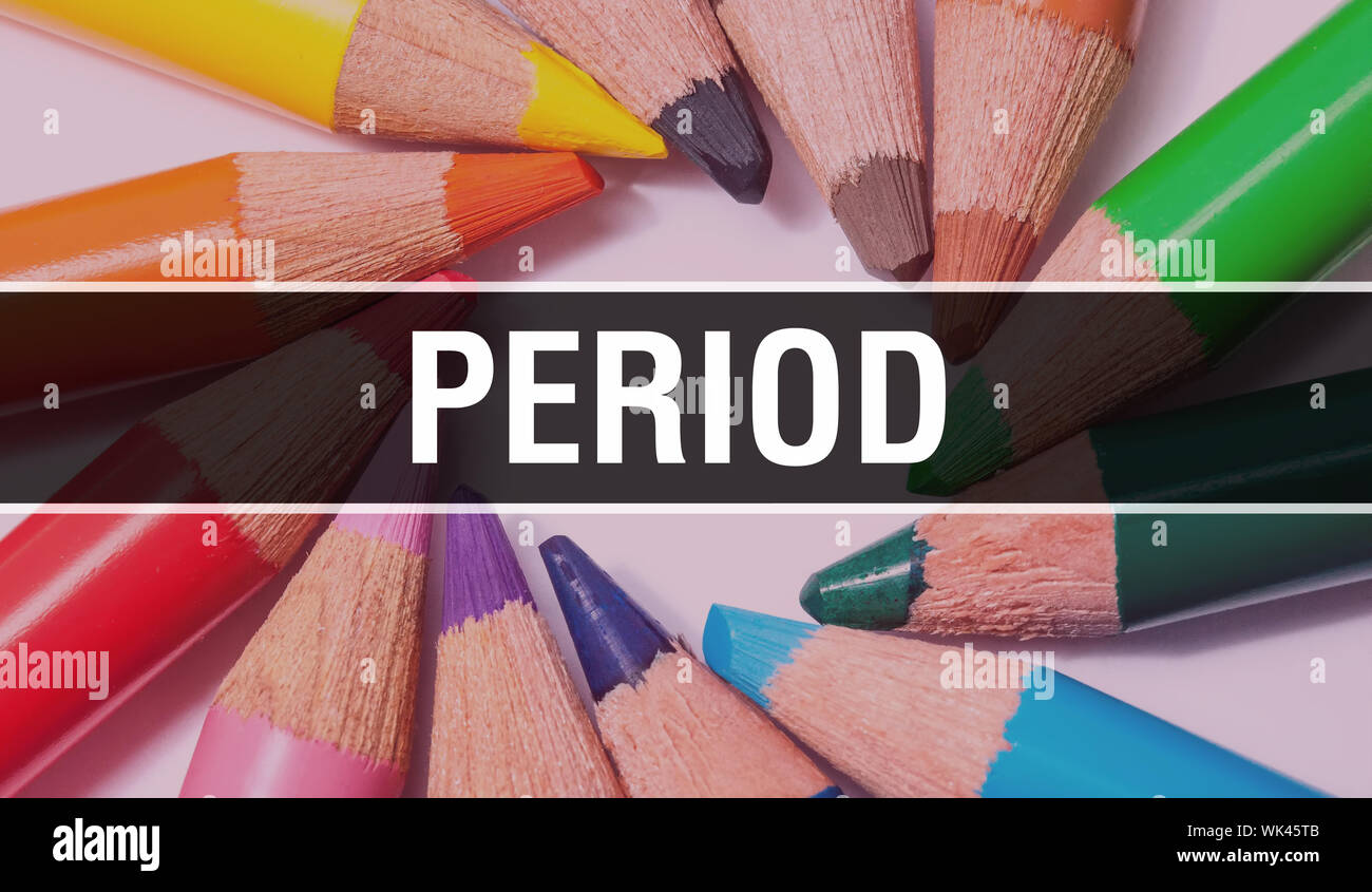 Period concept banner with texture from colorful items of education ...