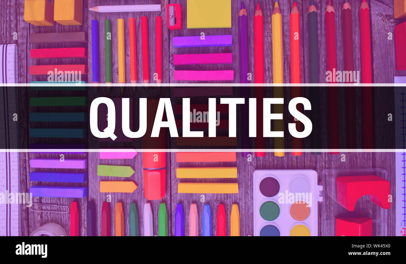 Qualities text with Back to school wallpaper. Qualities and School ...