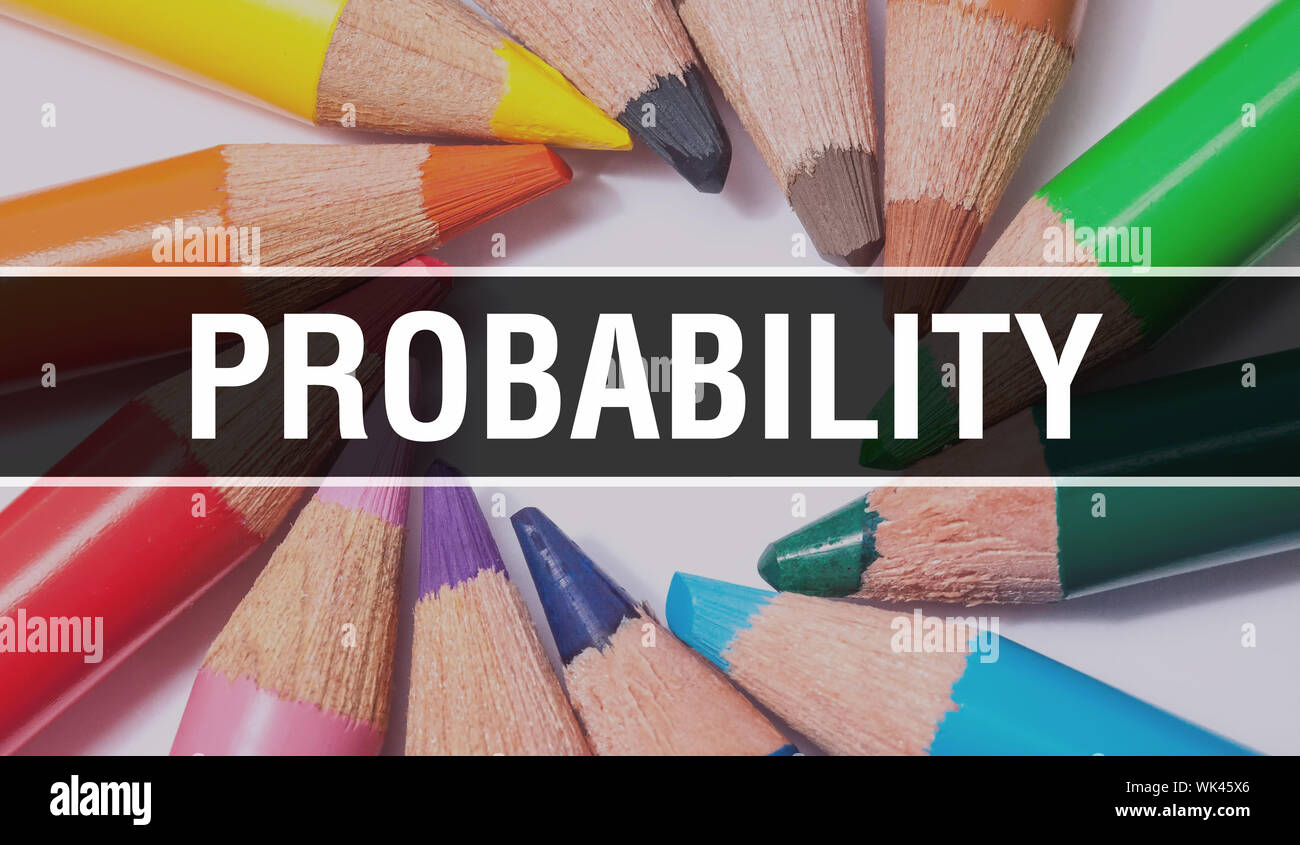 Probability concept banner with texture from colorful items of ...