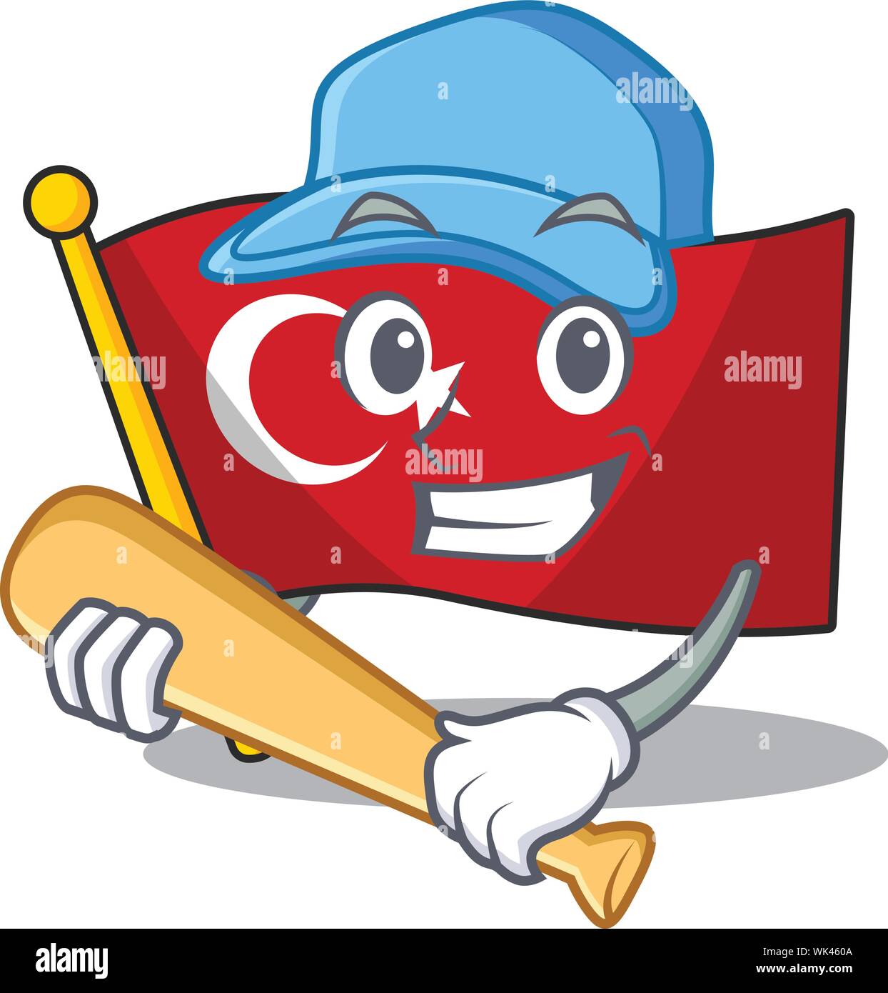 Playing baseball flag turkey character on shaped cartoon Stock Vector ...