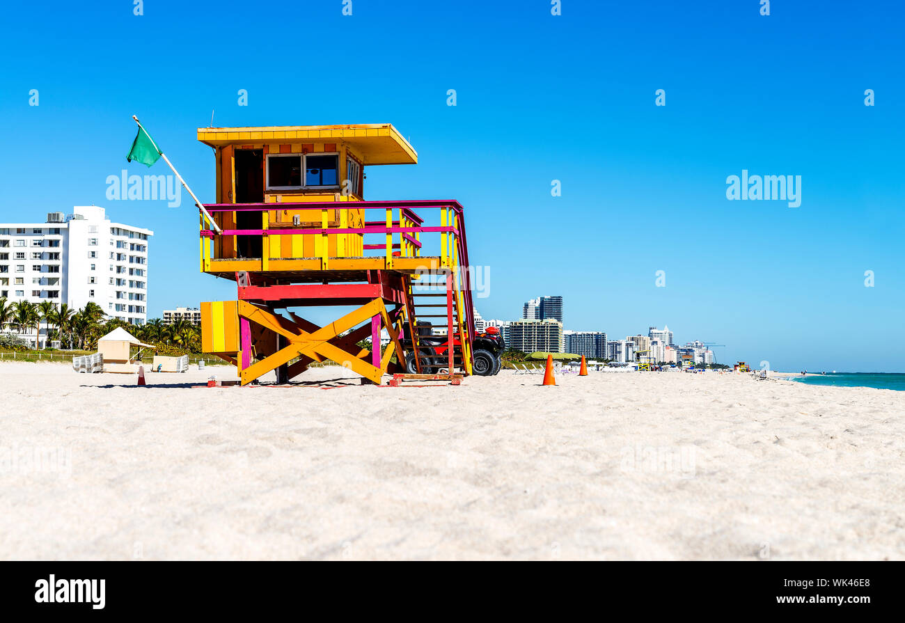 Colorful Lifeguard Tower in South Beach, Miami Beach, Florida, USA ...