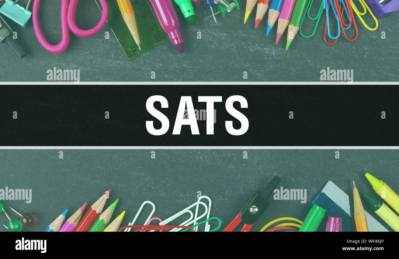 SATS text written on Education background of Back to School concept ...