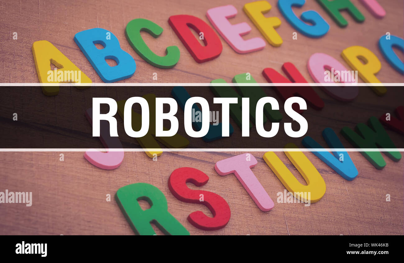Robotics with Back to school Education concept background. Abstract ...