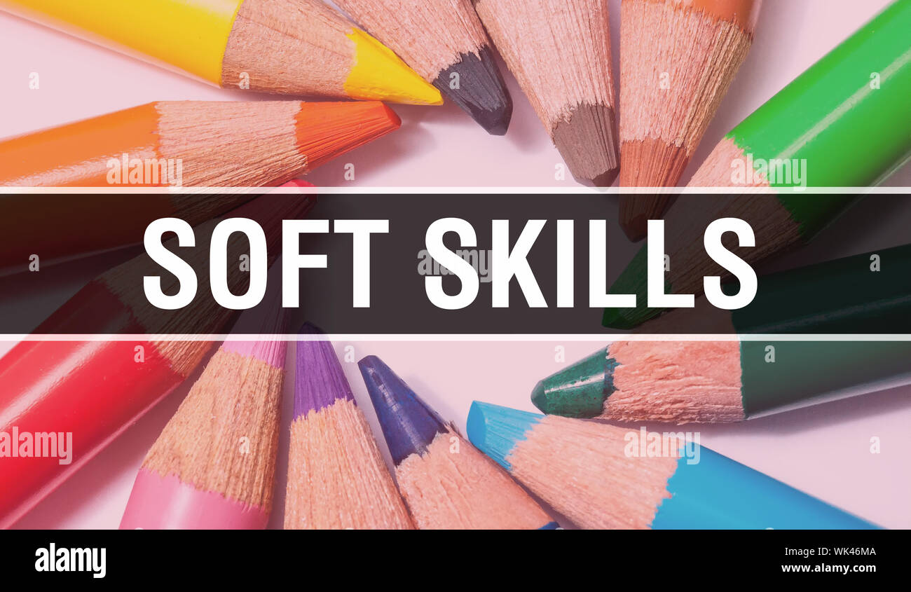 Soft skills concept banner with texture from colorful items of ...