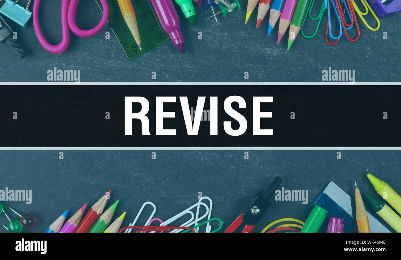 revise text written on Education background of Back to School concept ...