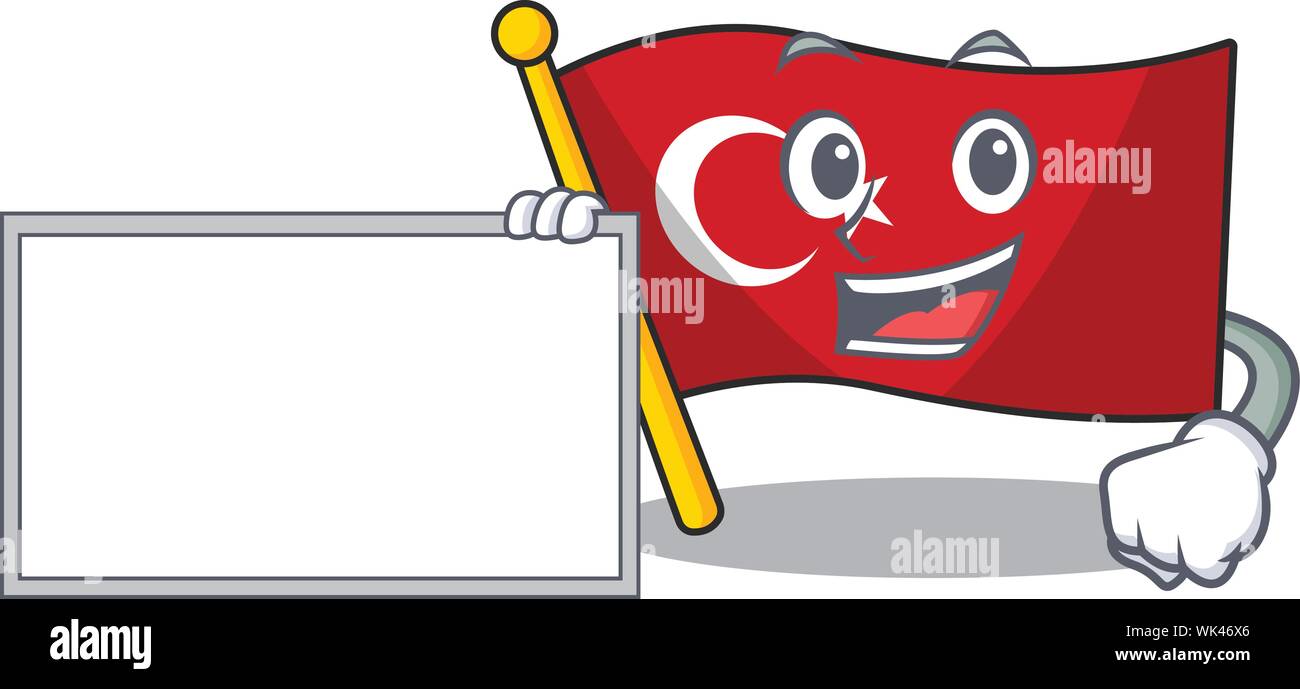 With board flag turkey character on shaped cartoon Stock Vector Image ...