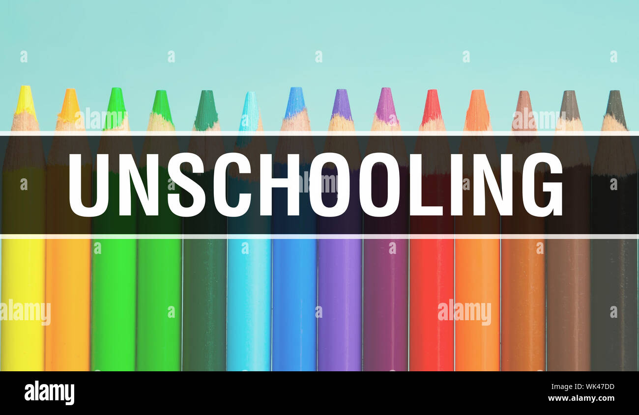 unschooling concept with education and back to school concept. Creative ...