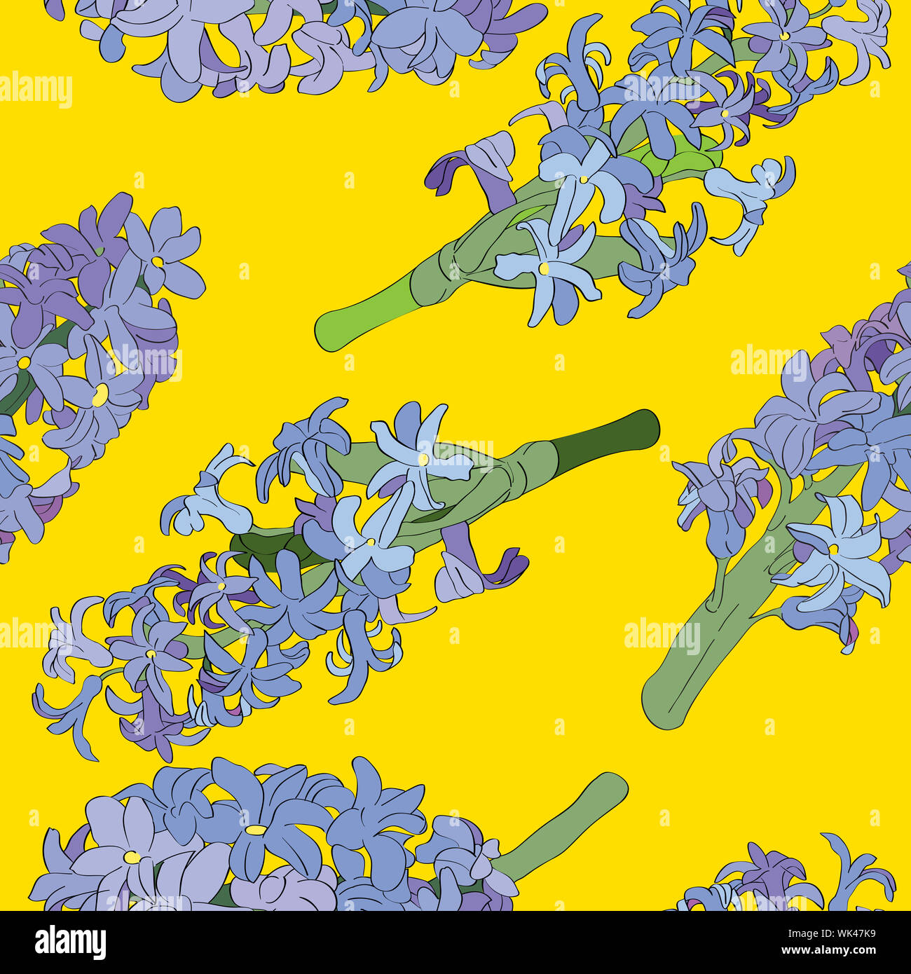 Hyacinth pattern over an yellow background Stock Photo - Alamy