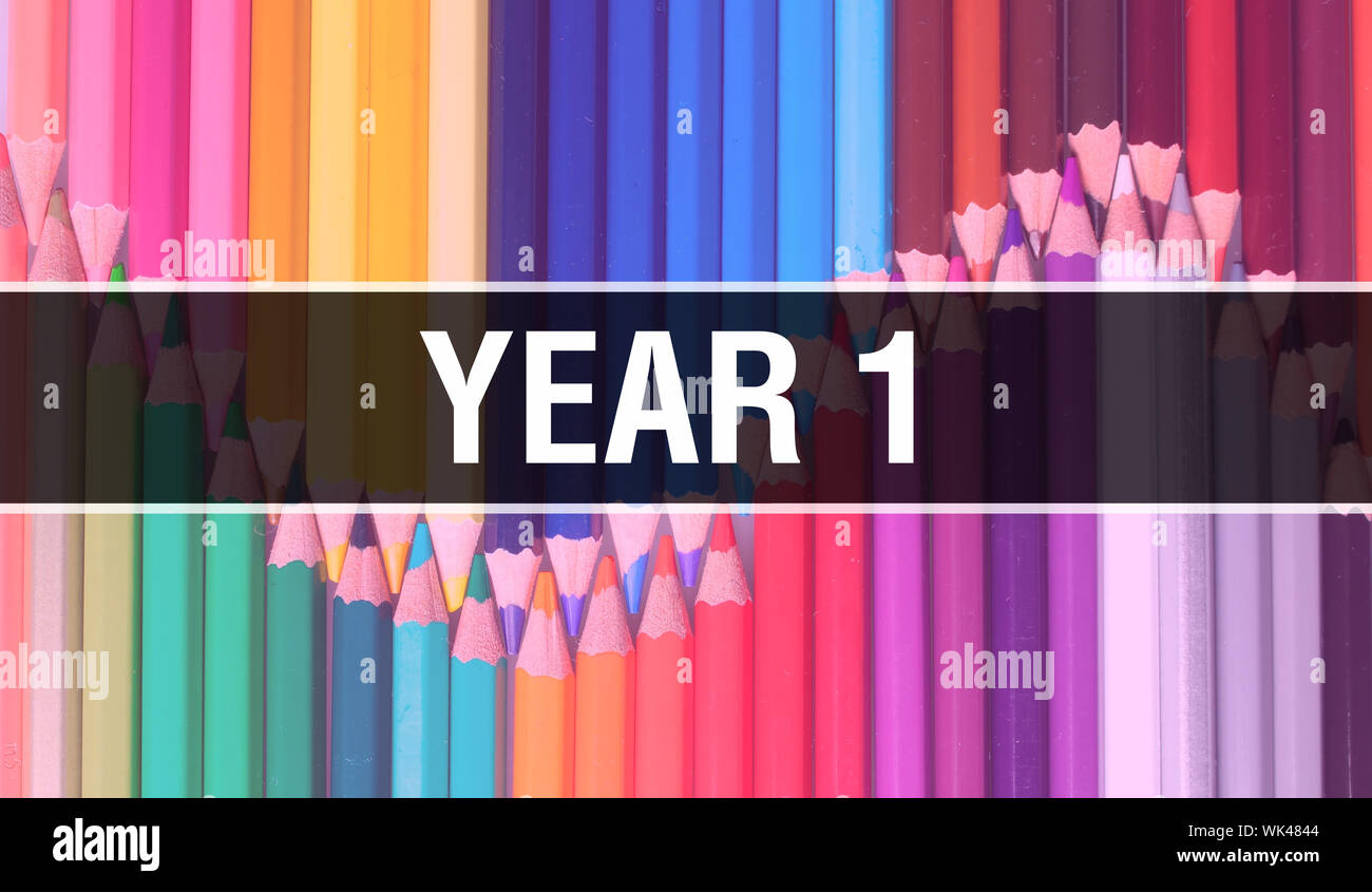 Year 1 concept illustration on Back to School banner with Education ...