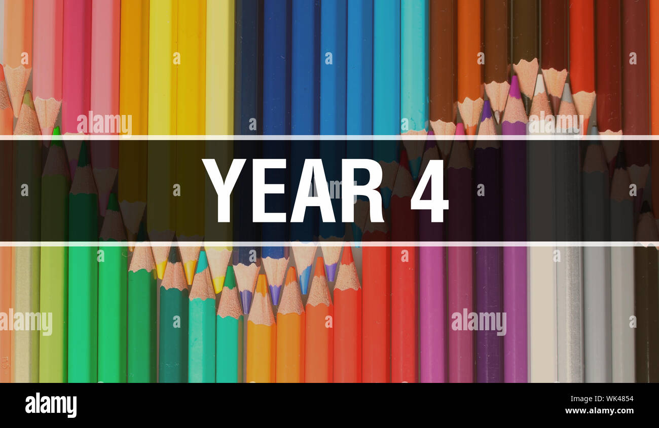 Year 4 concept illustration on Back to School banner with Education ...