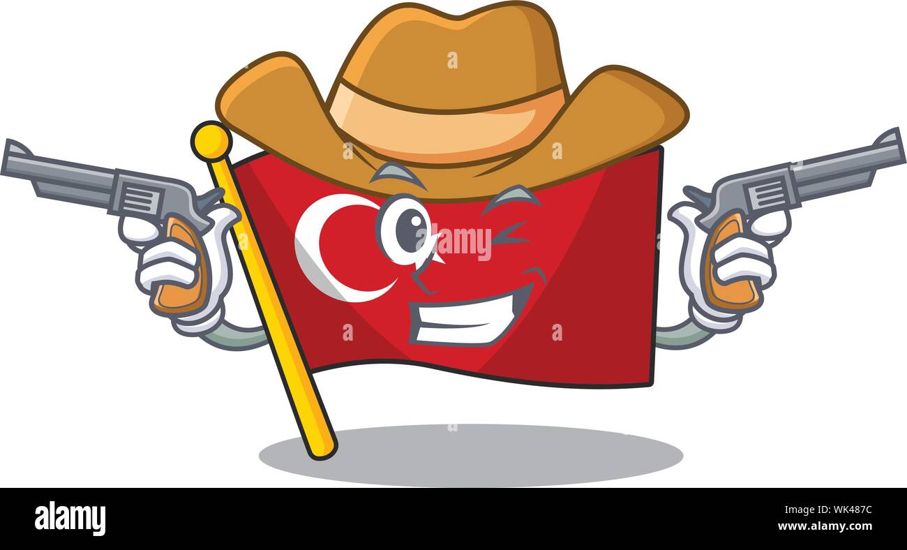 Cowboy flag turkey character on shaped cartoon Stock Vector Image & Art ...