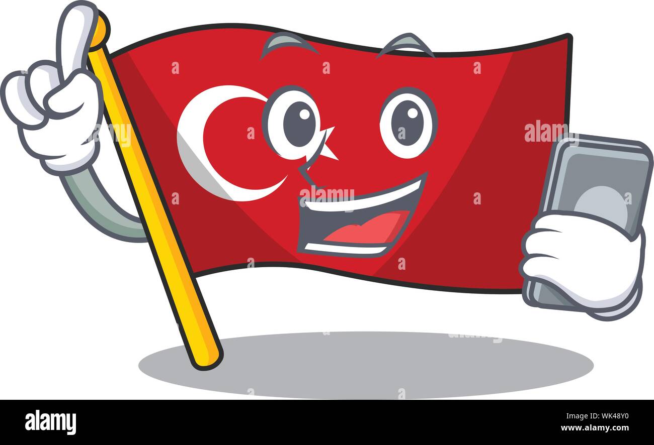 With phone flag turkey character on shaped cartoon Stock Vector Image ...