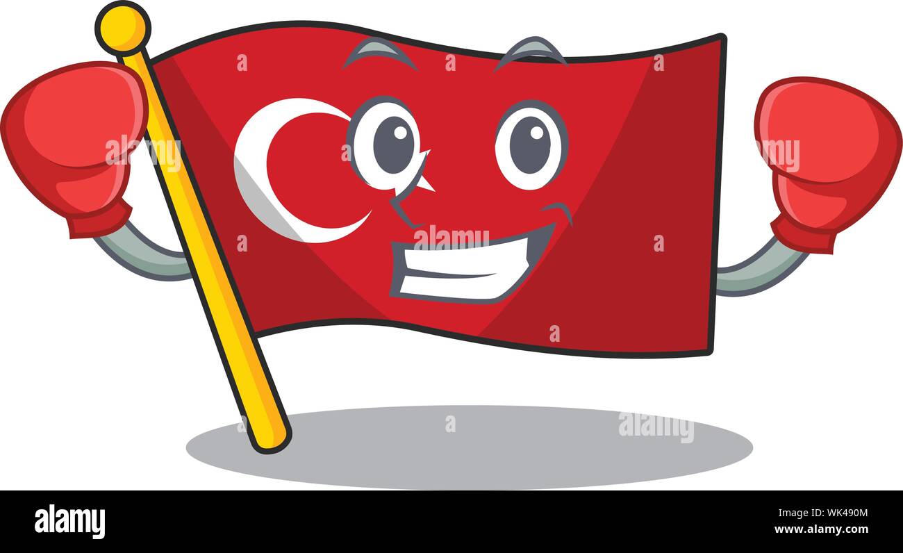 Boxing flag turkey character on shaped cartoon Stock Vector Image & Art ...