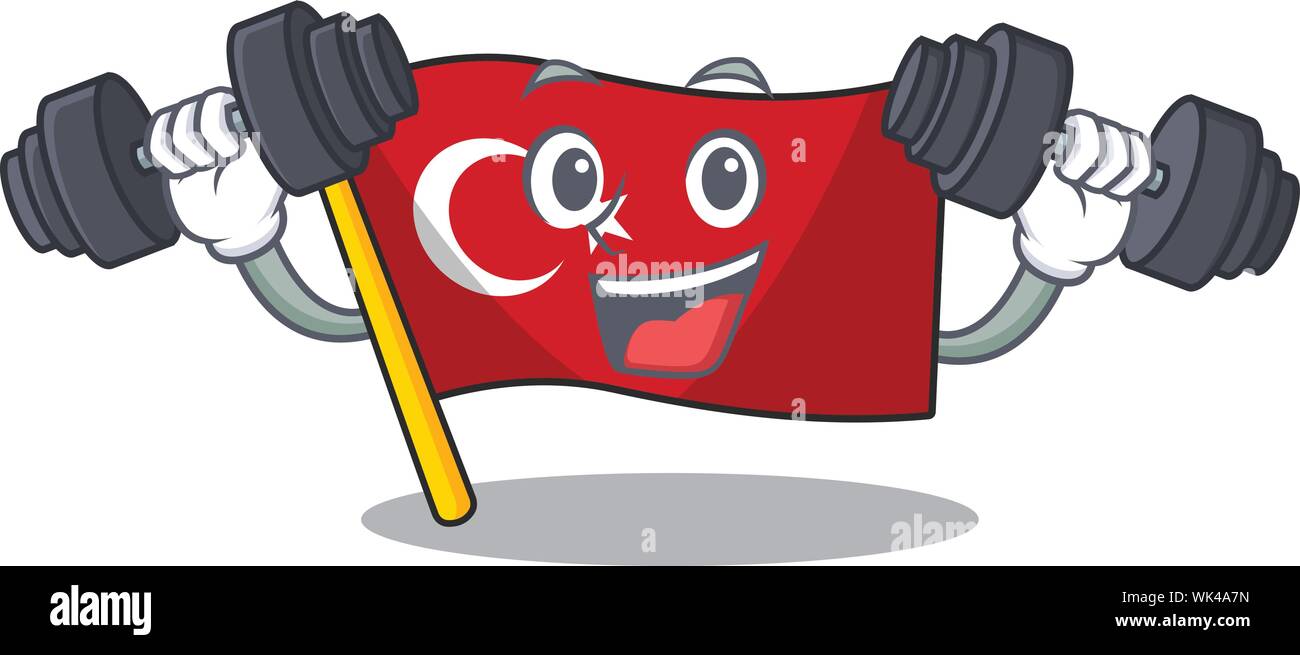 Fitness flag turkey character on shaped cartoon Stock Vector Image ...