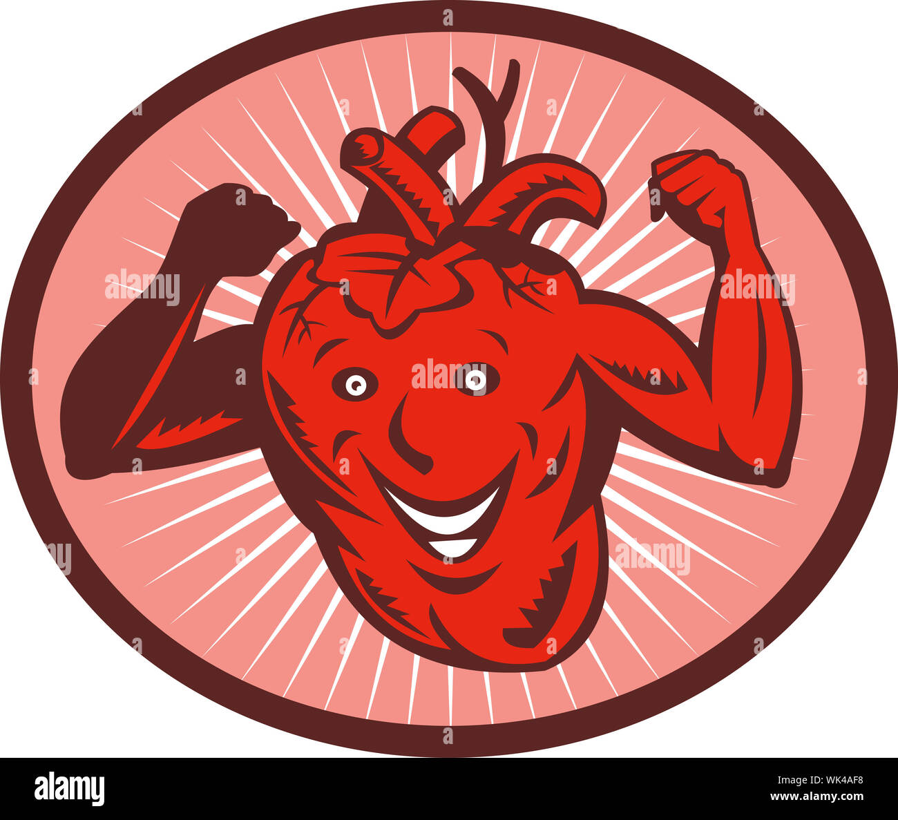 illustration of a Happy and healthy heart flexing its muscle Stock ...