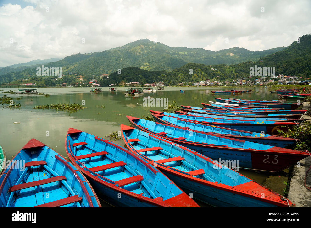 Rowing boats Phewa Lake, Phewa Tal Fewa Lake in Nepal South Asia Stock ...