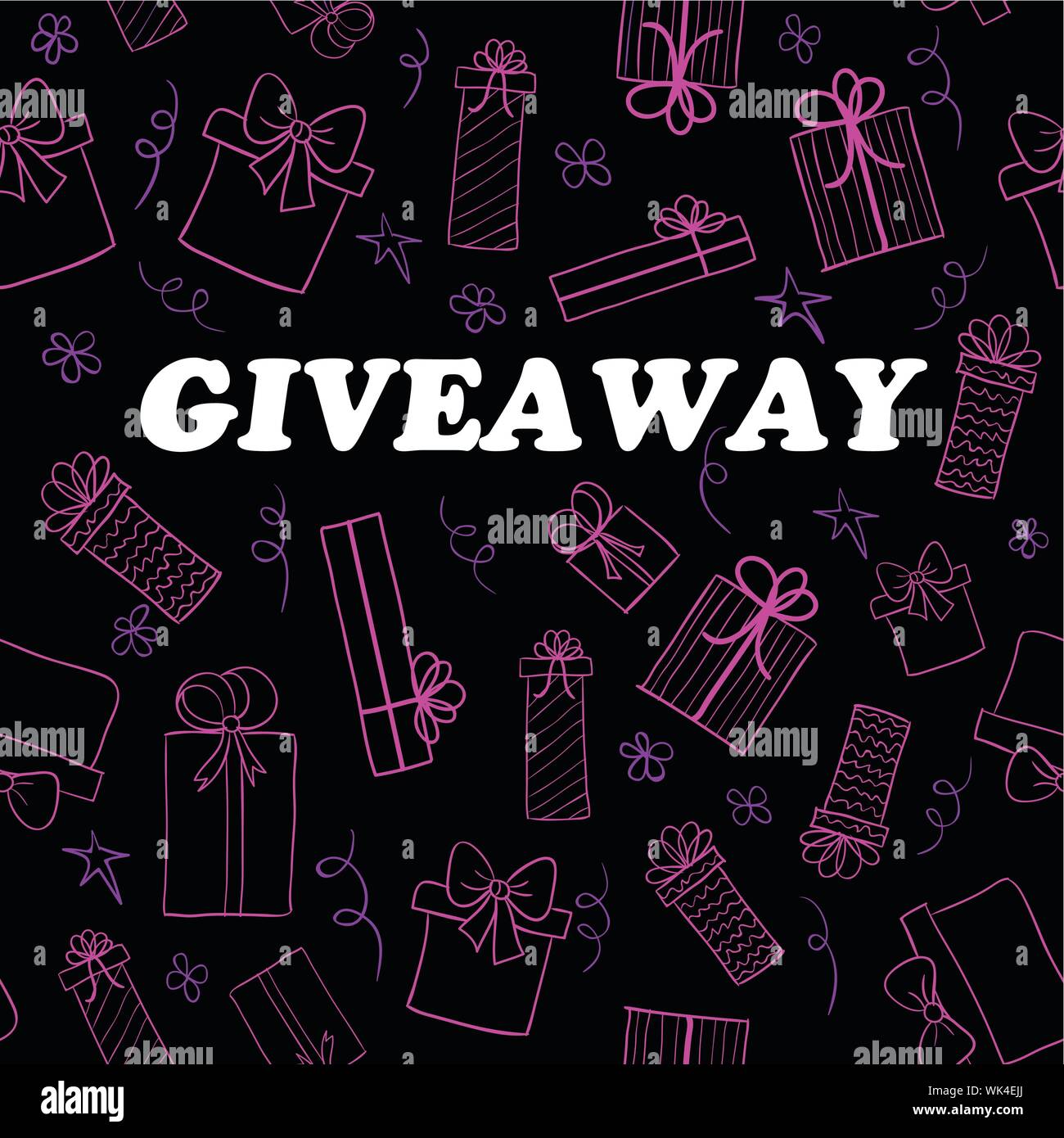 Vector giveaway dark card with hand drawn gift boxes Stock Vector Image ...