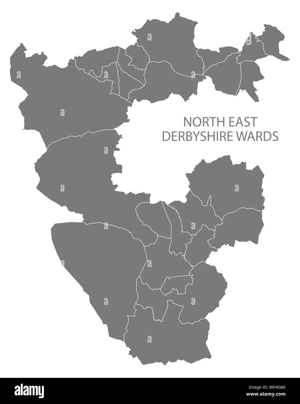 Wards map of North East Derbyshire district in East Midlands England UK ...