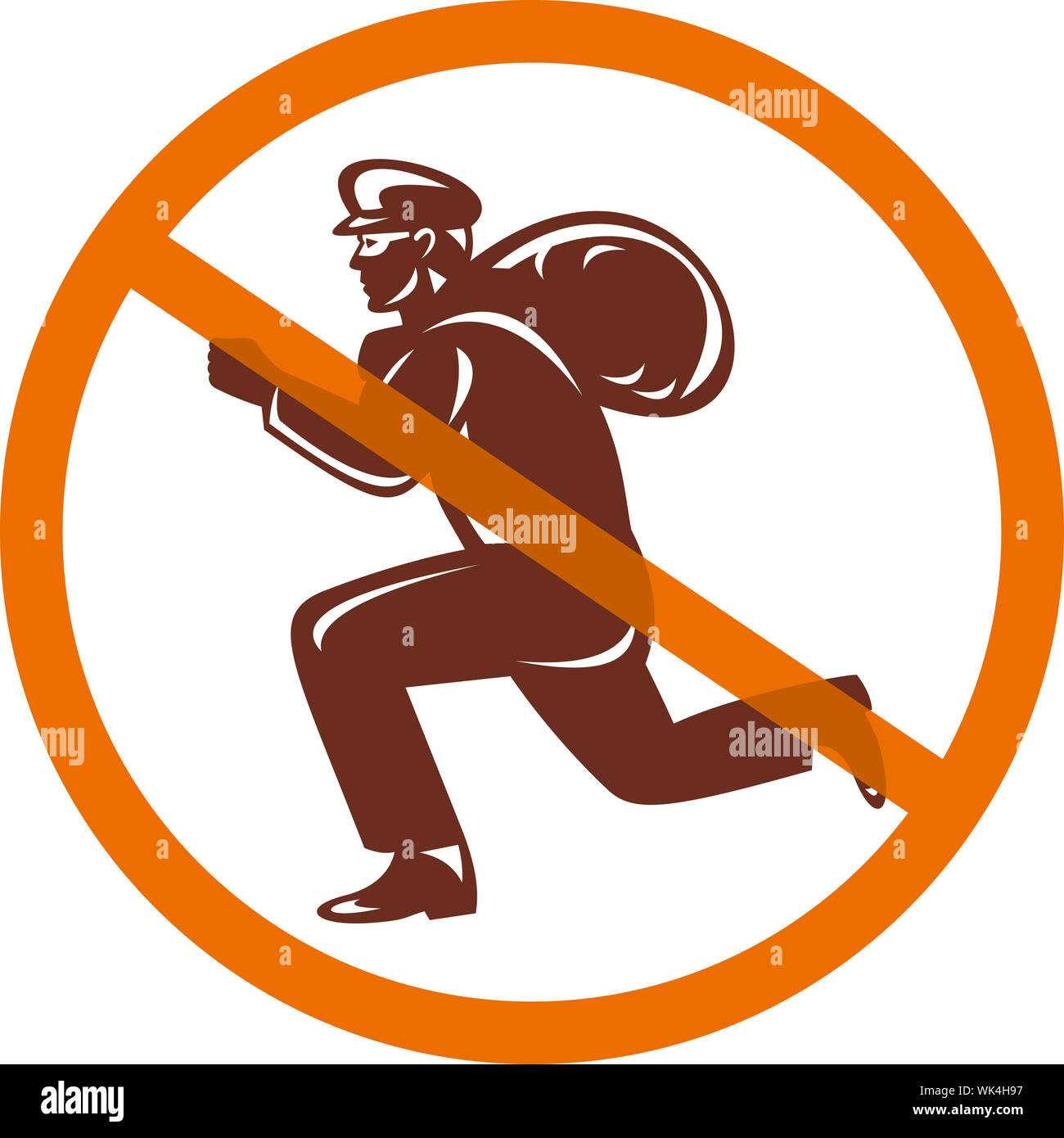 illustration of a Sign of a burglar or thief running with loot inside a ...