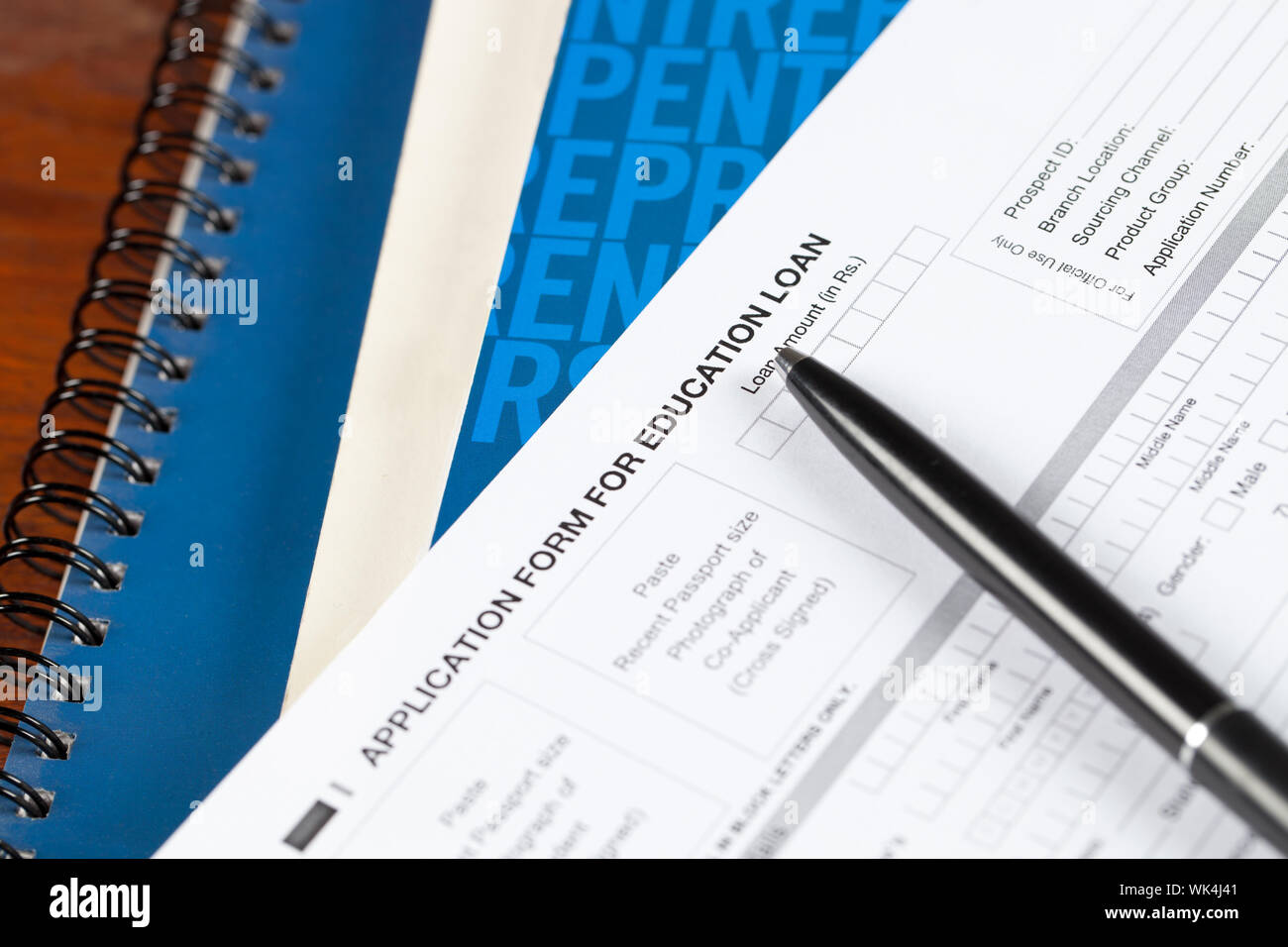 Education Loan application form with a pen Stock Photo - Alamy