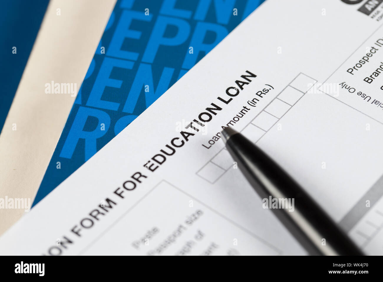 Education Loan application form with a pen Stock Photo - Alamy