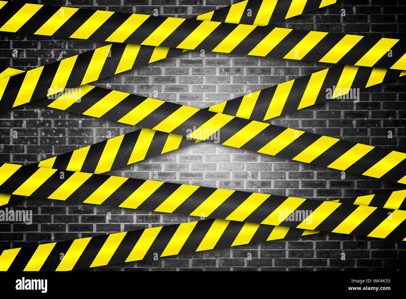 Digitally generated cordon tape over grey wall Stock Photo - Alamy
