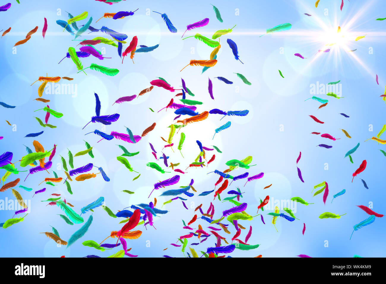 Digitally generated many feathers blowing in the breeze Stock Photo - Alamy