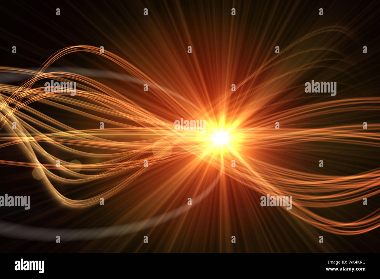 Digitally generated curved laser light design in orange Stock Photo - Alamy