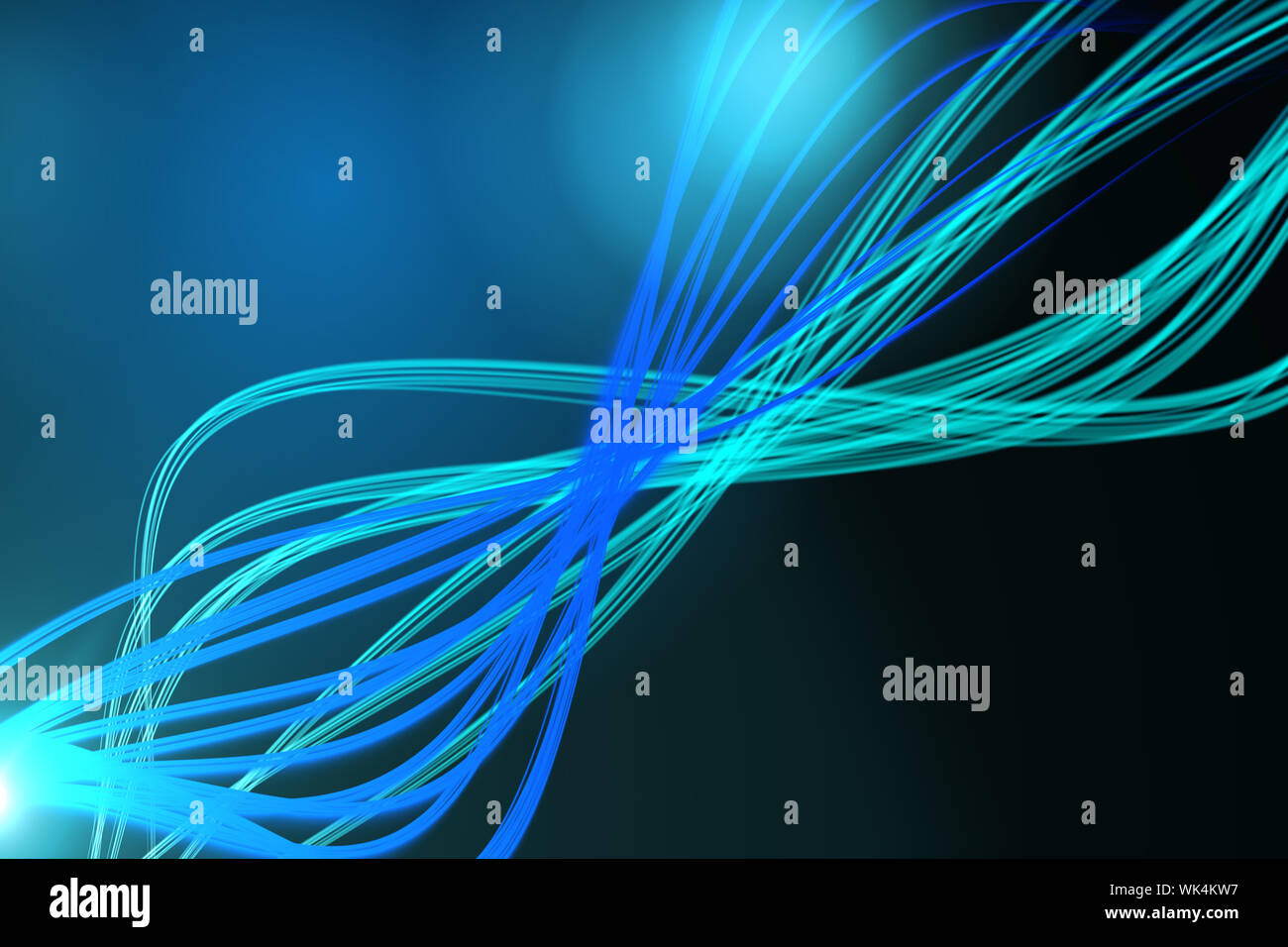 Digitally generated curved laser light design in blue Stock Photo - Alamy