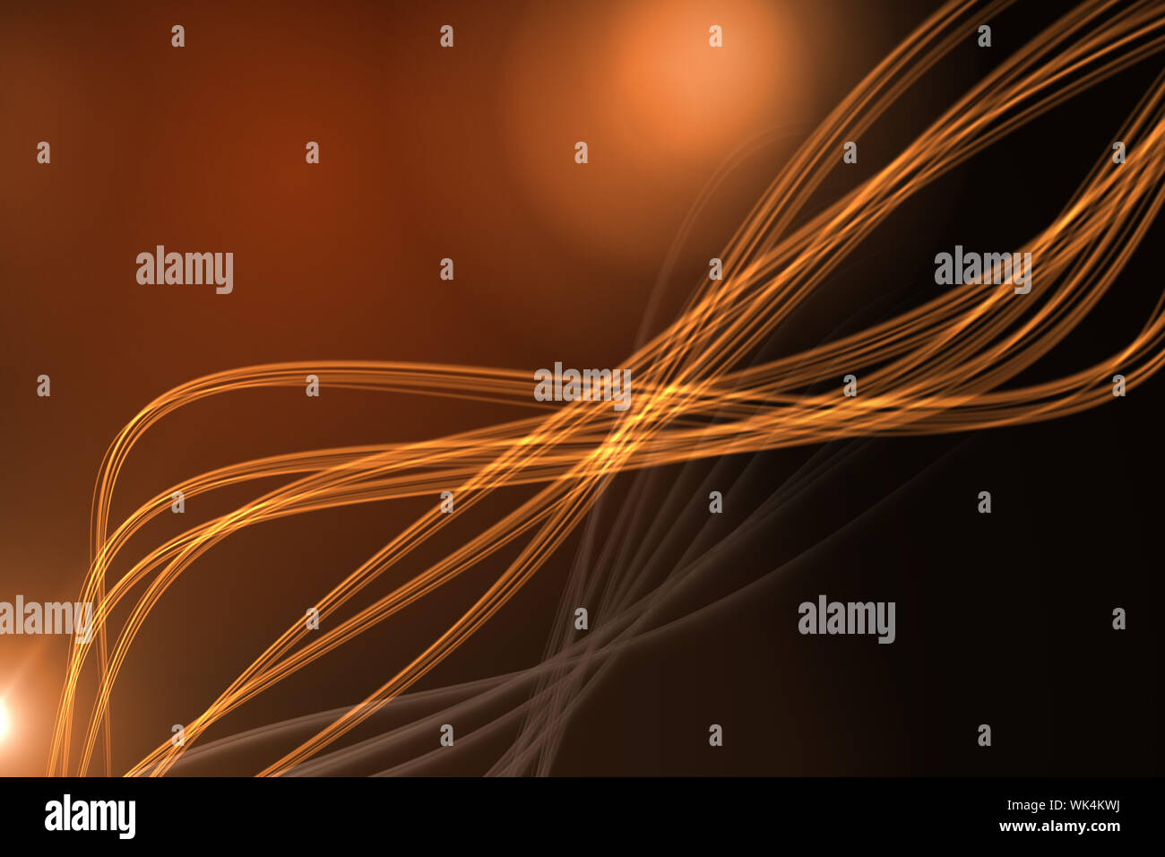 Digitally generated curved laser light design in orange Stock Photo - Alamy