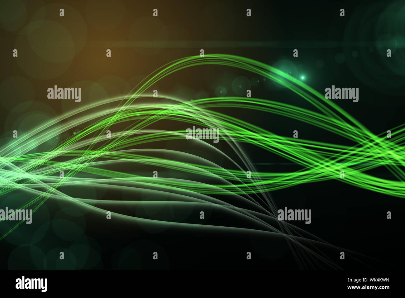 Digitally generated curved laser light design in green Stock Photo - Alamy