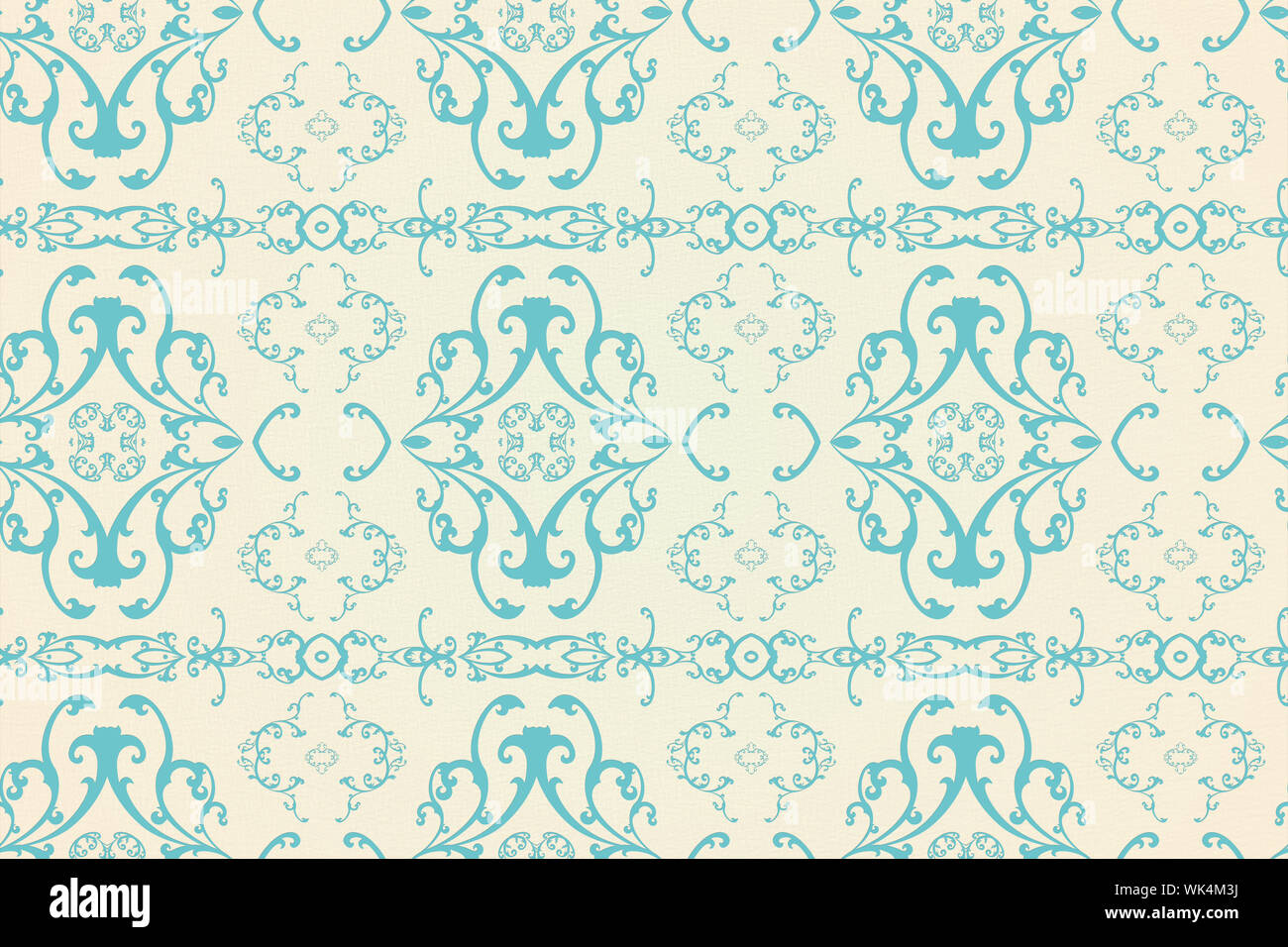 Digitally generated elegant patterned wallpaper in blue and cream Stock ...