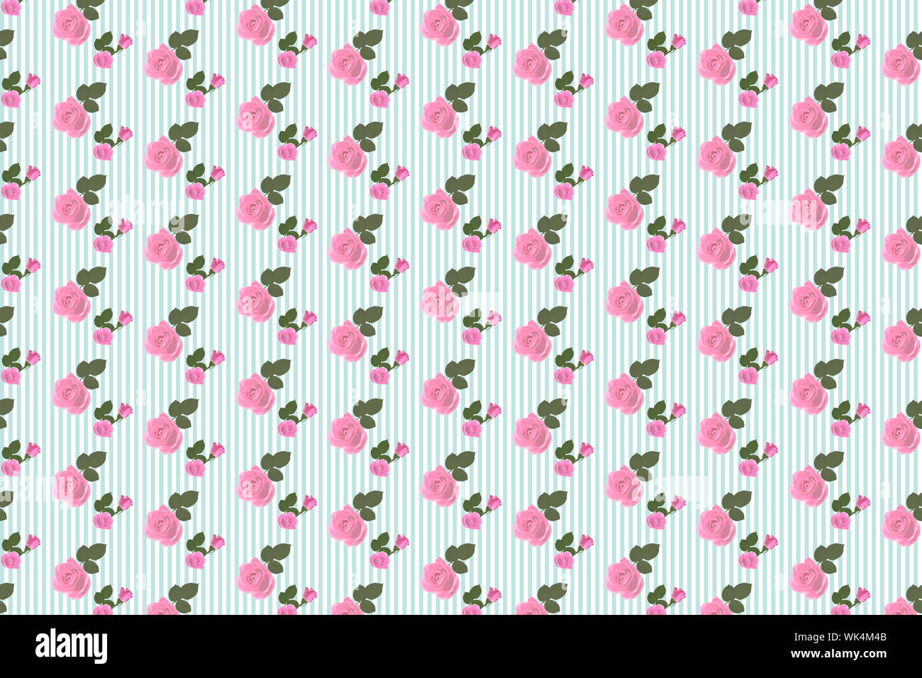 Digitally generated kitsch floral pattern wallpaper with roses Stock ...