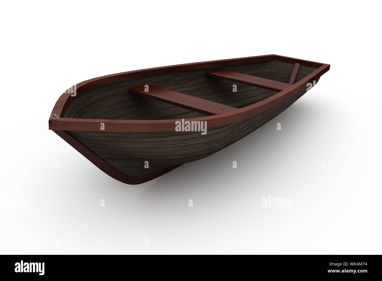 Brown wooden boat with shadow on white background Stock Photo - Alamy