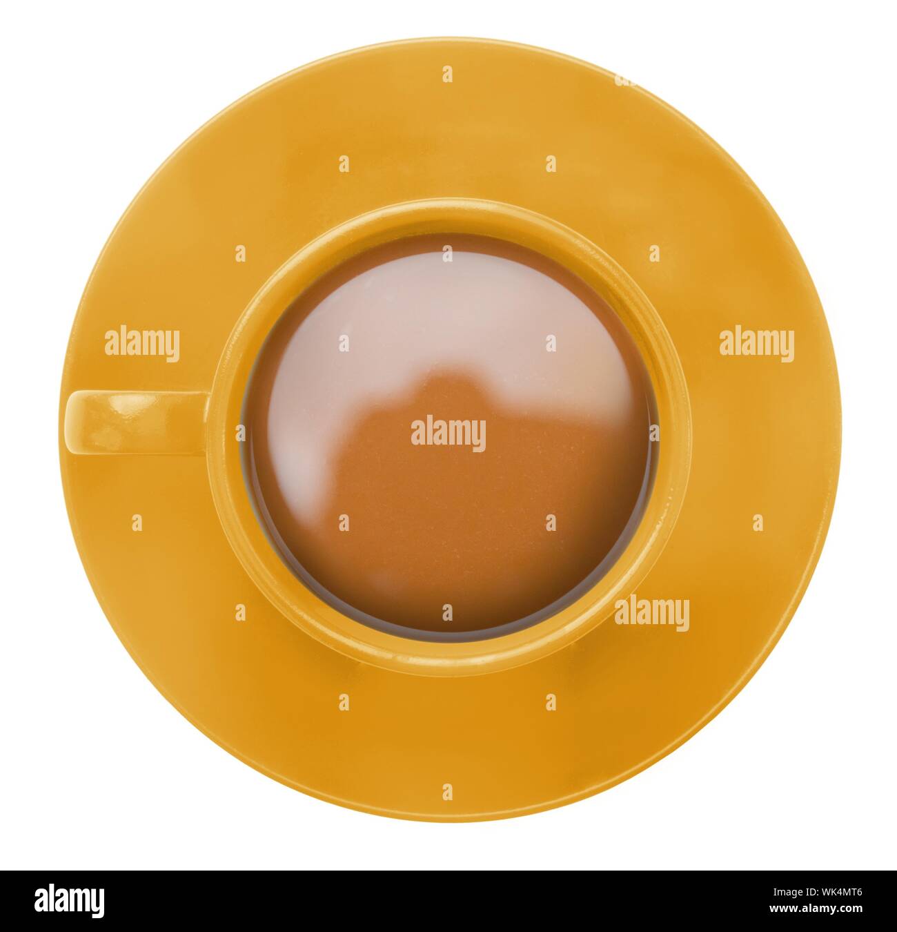 Yellow cup of coffee on white background Stock Photo - Alamy