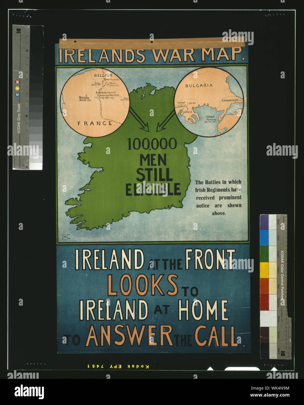 Irelands war map. 100,000 men still eligible. Ireland at the front ...