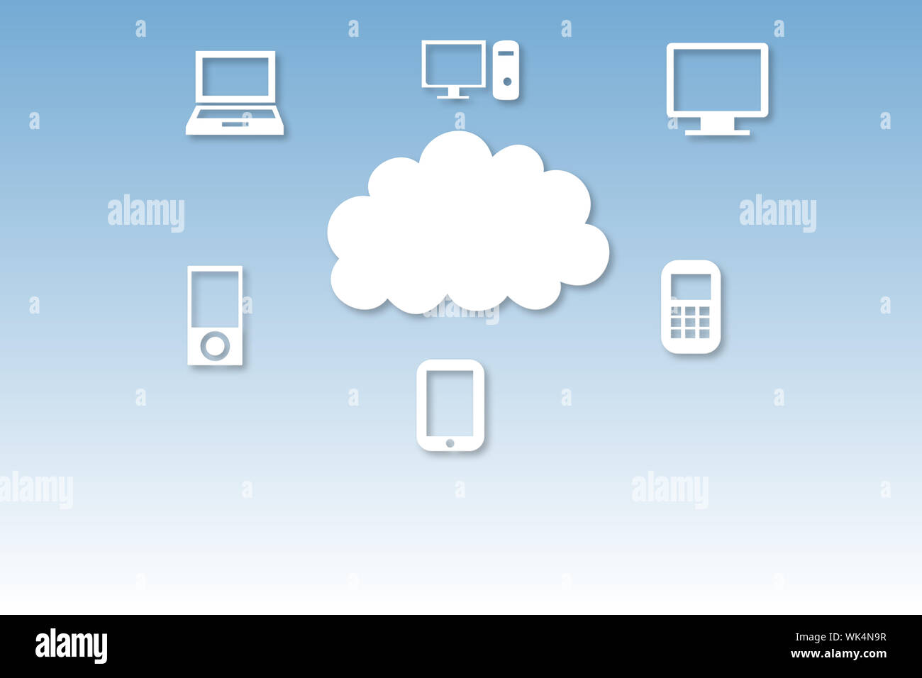 Cloud computing graphic with icons on blue background Stock Photo - Alamy